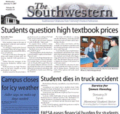 "Volume 98 Issue 15" by Southwestern Oklahoma State University